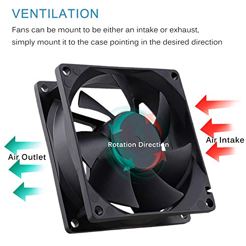 GDSTIME 80mm x 80mm x 25mm 12V Brushless DC Cooling Fan compatible with Desktop