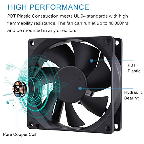 GDSTIME 80mm x 80mm x 25mm 12V Brushless DC Cooling Fan compatible with Desktop