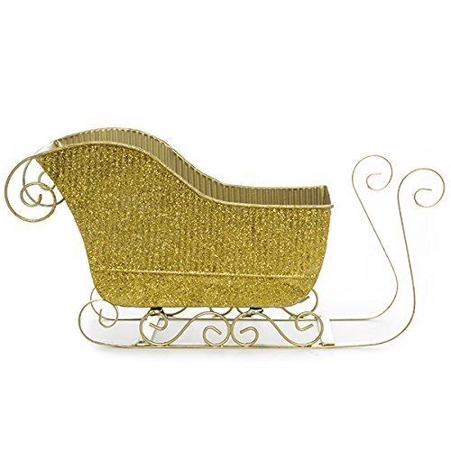 The Lucky Clover Trading Gold Glitter Sleigh Basket-Large 10in Container