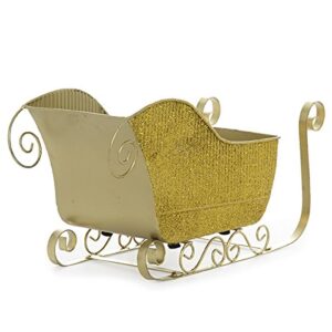 The Lucky Clover Trading Gold Glitter Sleigh Basket-Large 10in Container