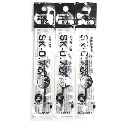 Zebra SK-0.7 0.7mm Refill (Black Ink)3 Pack/total 3 pcs (Japan Import) [Komainu-Dou Original Package]