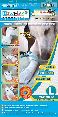 Pawflex Bandages Medimitt Bandages for Pets (Pack of 4) Medium