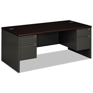 hon 38180ns 38000 series double pedestal desk, 72w x 36d x 29-1/2h, mahogany/charcoal