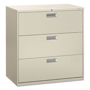 hon 693lq 600 series three-drawer lateral file, 42w x 19-1/4d, light gray