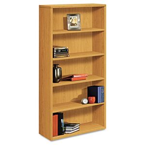 hon 105535cc 10500 series laminate bookcase, five-shelf, 36w x 13-1/8d x 71h, harvest