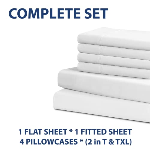 Home Collection Micro Caress Luxurious Sheet Set, 90GSM 3 -Piece Twin with 1 Additional Pillowcase, White Color