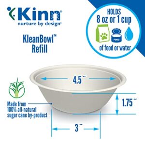 Kinn Kleanbowl Disposable Dog Food Bowls, 8 oz (Pack of 50) - Frame System Refills, Compostable Cat Food Bowls, Leakproof for Pet Feeding