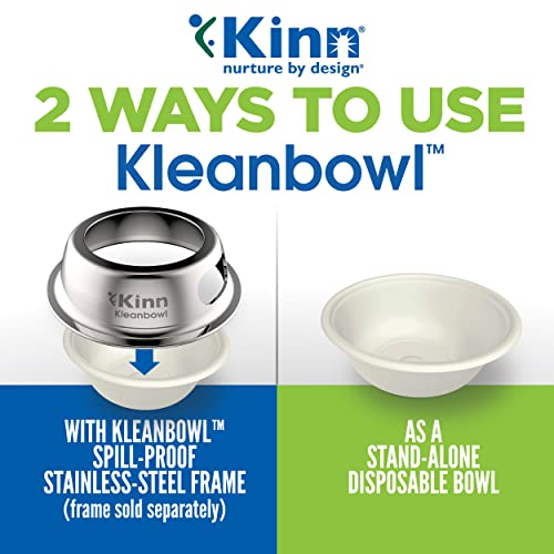 Kinn Kleanbowl Disposable Dog Food Bowls, 8 oz (Pack of 50) - Frame System Refills, Compostable Cat Food Bowls, Leakproof for Pet Feeding