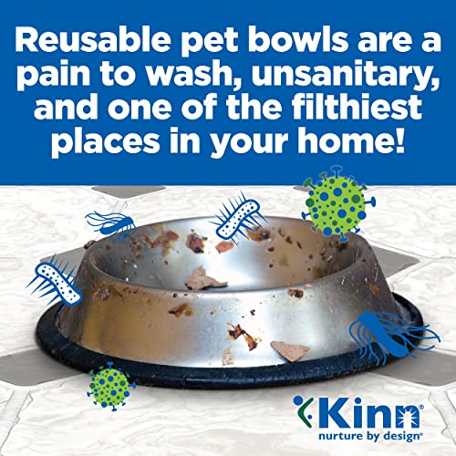 Kinn Kleanbowl Disposable Dog Food Bowls, 8 oz (Pack of 50) - Frame System Refills, Compostable Cat Food Bowls, Leakproof for Pet Feeding