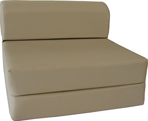 D&D Futon Furniture Twin Size Tan Sleeper Chair Folding Foam Bed 6 x 36 x 70, Studio Guest Beds Foam Density 1.8 lb