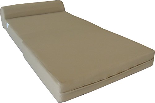 D&D Futon Furniture Twin Size Tan Sleeper Chair Folding Foam Bed 6 x 36 x 70, Studio Guest Beds Foam Density 1.8 lb