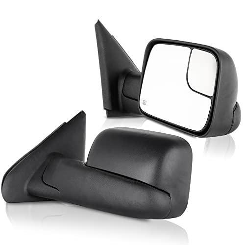 ECCPP Towing Mirrors Pair Set Replacement fit for 2003-2008 for Dodge for Ram 1500 2500 3500 Truck Power Heated Black Manual Side View Mirrors