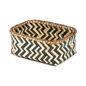 compactor bamboo zebra basket, large, black/natural