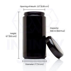 Infinity Jars 500 ml (17 fl oz) Tall Large Black Ultraviolet Glass Wide Mouth Screw Top Jar (1)