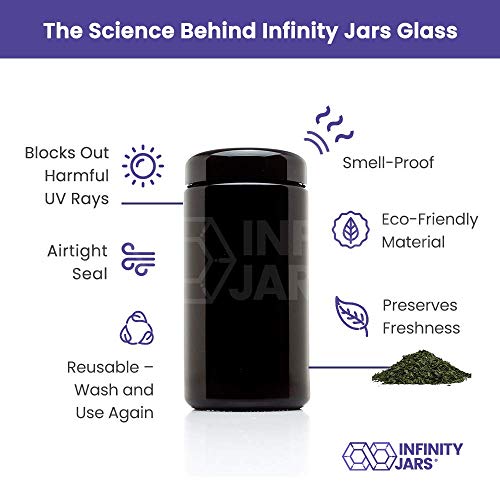 Infinity Jars 500 ml (17 fl oz) Tall Large Black Ultraviolet Glass Wide Mouth Screw Top Jar (1)