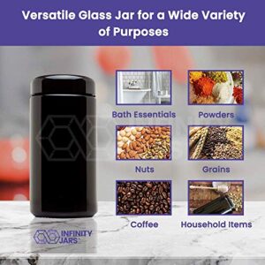 Infinity Jars 500 ml (17 fl oz) Tall Large Black Ultraviolet Glass Wide Mouth Screw Top Jar (1)