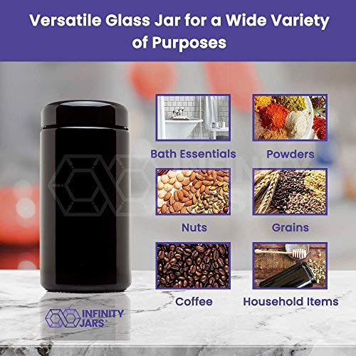 Infinity Jars 500 ml (17 fl oz) Tall Large Black Ultraviolet Glass Wide Mouth Screw Top Jar (1)