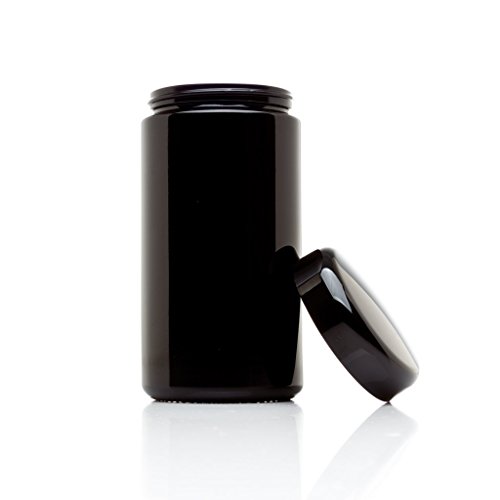 Infinity Jars 500 ml (17 fl oz) Tall Large Black Ultraviolet Glass Wide Mouth Screw Top Jar (1)