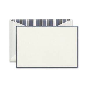 crane & co. french blue bordered correspondence card (cc3408)