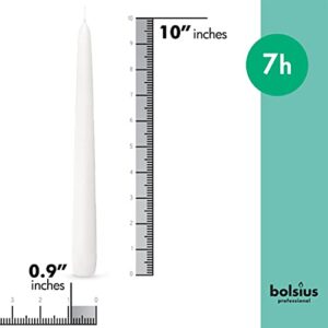 BOLSIUS White Taper Candles 100 Count Bulk Pack - 10 Inch Dinner Candle Set - 7+ Burn Hours - Premium European Quality - Smooth Flame - 100% Cotton Wick - Smokeless & Dripless Household Candlesticks