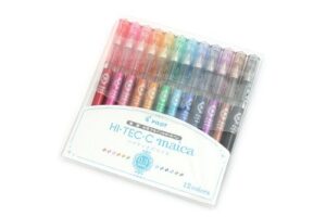 pilot hi-tec-c maica 0.3mm extra fine point ballpoint pen, 12-color set (lhm180c3-12c)