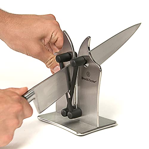 Brod & Taylor Professional Knife Sharpener | 3-Action Tungsten Carbide (Stainless Steel)