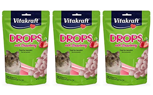 Vitakraft 3 Pack of Drops with Strawberry Hamster Treats, 5.3 Ounces each