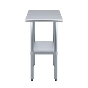 AmGood Stainless Steel Work Table | Metal Utility Table (Stainless Steel Table, 20" Long x 20" Deep)