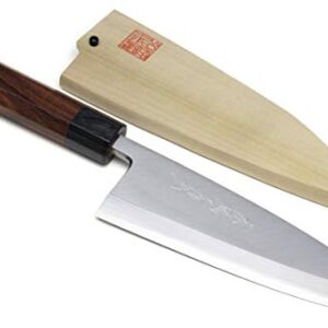 Yoshihiro Ginsanko High Carbon Stainless Steel Mizu Yaki Hongasumi Deba Japanese Fillet Chef Knife 6.5inch (165mm)