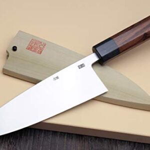 Yoshihiro Ginsanko High Carbon Stainless Steel Mizu Yaki Hongasumi Deba Japanese Fillet Chef Knife 6.5inch (165mm)