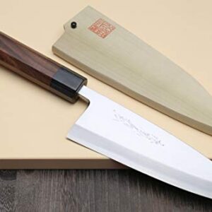 Yoshihiro Ginsanko High Carbon Stainless Steel Mizu Yaki Hongasumi Deba Japanese Fillet Chef Knife 6.5inch (165mm)