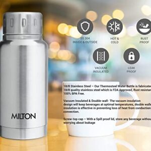 Milton Thermosteel Elfin 160, Vacuum Insulated Flask, 160 ml | 5.4 oz | Hot & Cold Water Bottle, 18/8 Stainless Steel, Compact Flask, Durable Body, BPA Free, Leak-Proof Simple Screw Lid | Silver