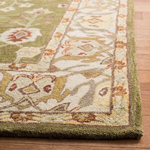 SAFAVIEH Anatolia Collection Area Rug - 8' x 10', Moss & Ivory, Handmade Traditional Oriental Wool, Ideal for High Traffic Areas in Living Room, Bedroom (AN562D)