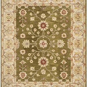 SAFAVIEH Anatolia Collection Area Rug - 8' x 10', Moss & Ivory, Handmade Traditional Oriental Wool, Ideal for High Traffic Areas in Living Room, Bedroom (AN562D)