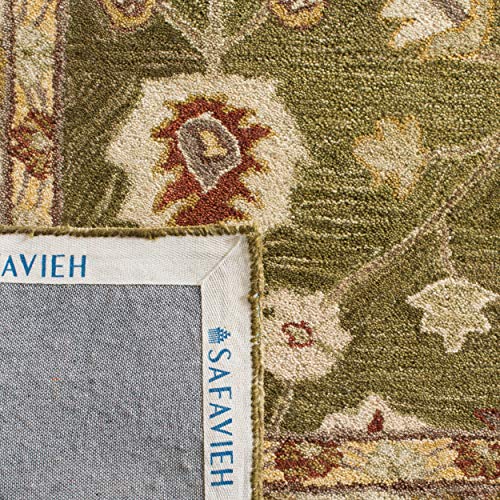 SAFAVIEH Anatolia Collection Area Rug - 8' x 10', Moss & Ivory, Handmade Traditional Oriental Wool, Ideal for High Traffic Areas in Living Room, Bedroom (AN562D)