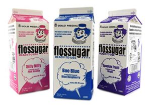 cotton candy floss sugar-blue raspberry, pink vanilla & grape-1/2 gallon-three pack