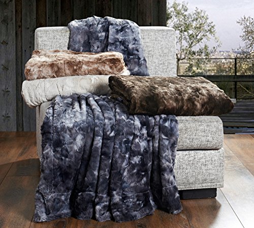 Brielle Faux Fur Oversized Throw, 50" by 70", Starling Gray