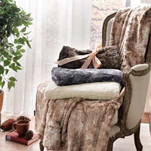 Brielle Faux Fur Oversized Throw, 50" by 70", Starling Gray