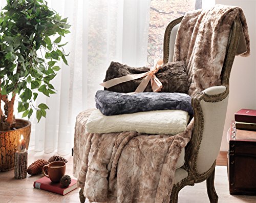 Brielle Faux Fur Oversized Throw, 50" by 70", Starling Gray