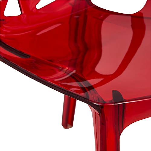 LeisureMod Modern Cornelia Dining Chair, Transparent Red