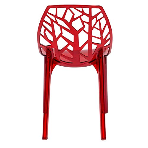 LeisureMod Modern Cornelia Dining Chair, Transparent Red