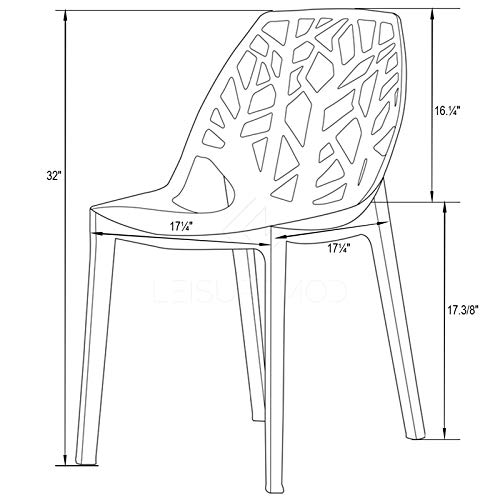 LeisureMod Modern Cornelia Dining Chair, Transparent Red