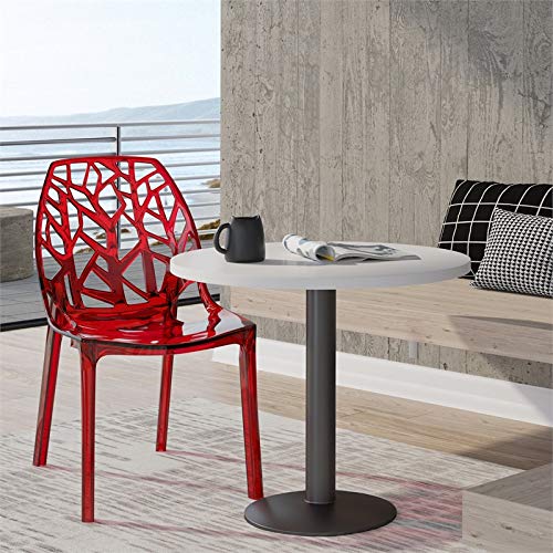 LeisureMod Modern Cornelia Dining Chair, Transparent Red