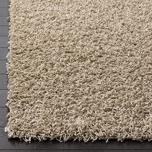 SAFAVIEH Athens Shag Collection Area Rug - 8' x 10', Beige, Non-Shedding & Easy Care, 1.5-inch Thick Ideal for High Traffic Areas in Living Room, Bedroom (SGA119G)