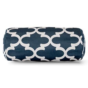 majestic home goods navy trellis indoor / outdoor round bolster pillow 18.5" l x 8" w x 8" h