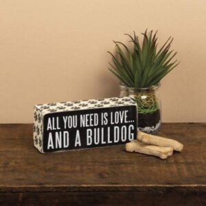 Primitives by Kathy Paw Print Trimmed Box Sign, 2.5-Inch by 6-Inch, Bulldog