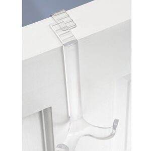 InterDesign Clarity Adjustable Over Door Double Organizer Hook for Coats, Hats, Robes, Clothes or Towels, Clear