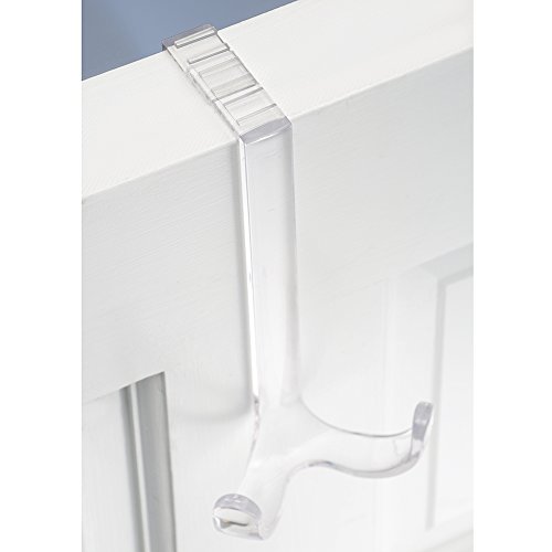 InterDesign Clarity Adjustable Over Door Double Organizer Hook for Coats, Hats, Robes, Clothes or Towels, Clear