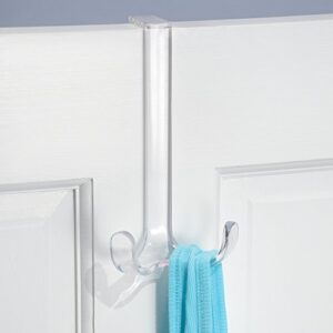 InterDesign Clarity Adjustable Over Door Double Organizer Hook for Coats, Hats, Robes, Clothes or Towels, Clear