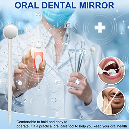 EZGO 100pcs Dental Mouth Oral Teeth Mirrors Shiny Handle with Free Protective Packing, Every Mirror Individually Packed (Pack of 100)